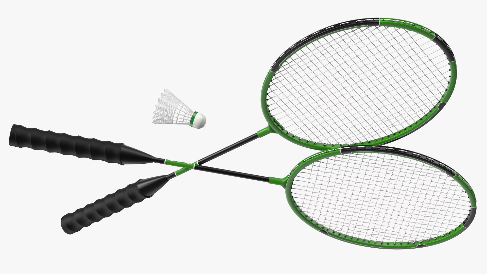 3D Classic Badminton Rackets with Plastic Shuttlecock Green ...