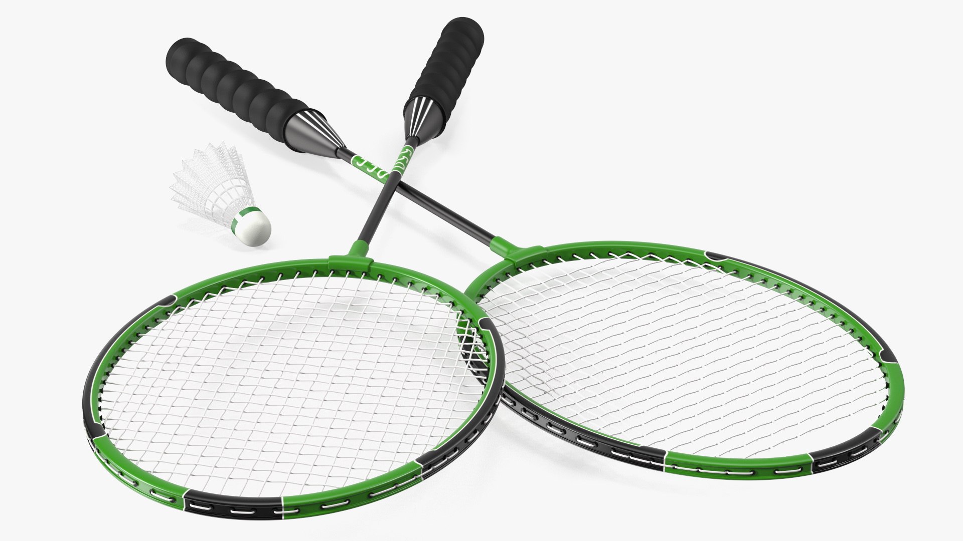 3D Classic Badminton Rackets with Plastic Shuttlecock Green ...