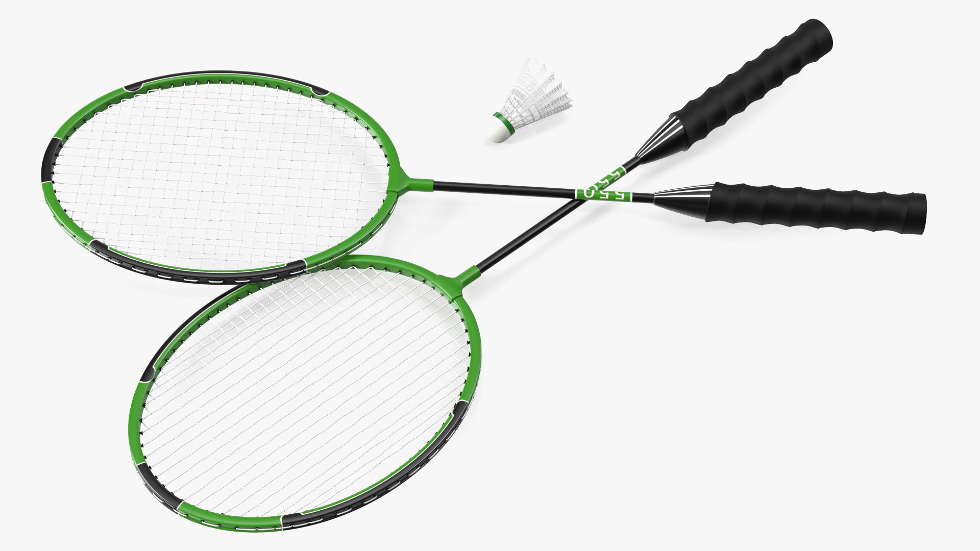 3D Classic Badminton Rackets with Plastic Shuttlecock Green ...
