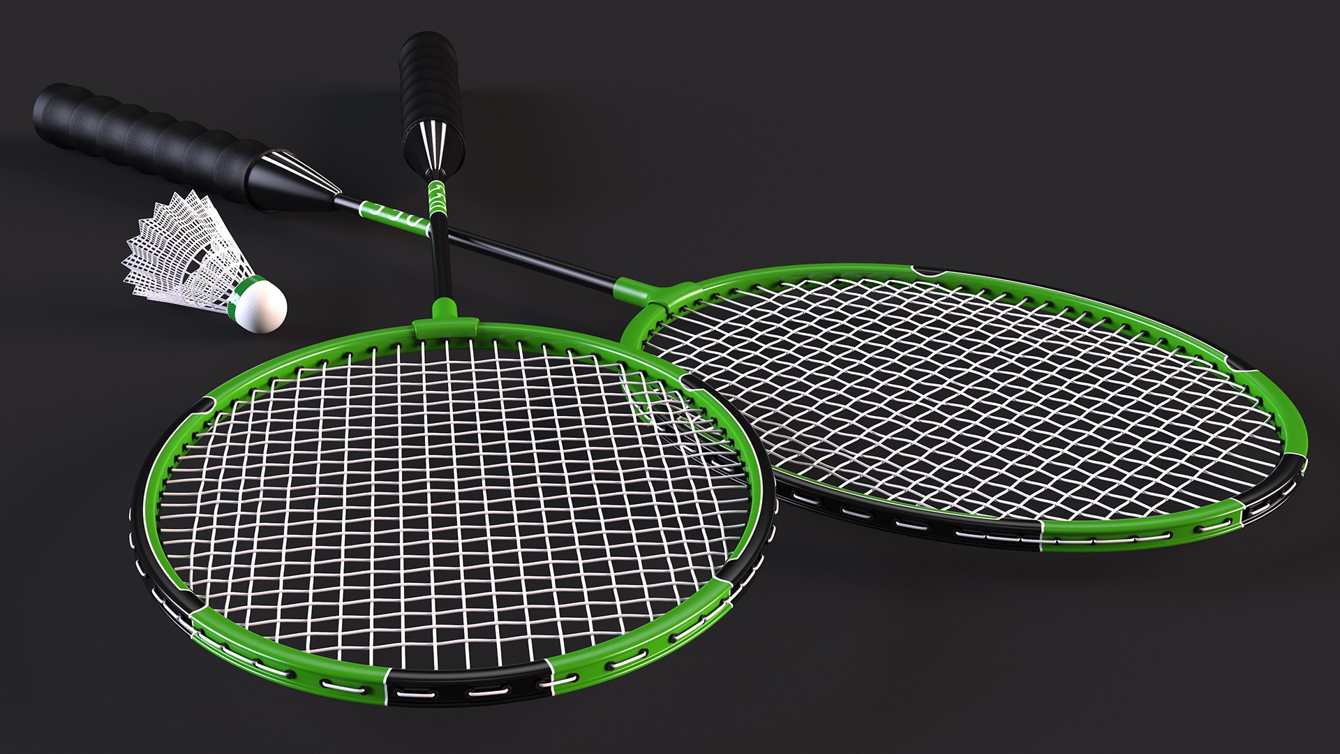 3D Classic Badminton Rackets with Plastic Shuttlecock Green ...