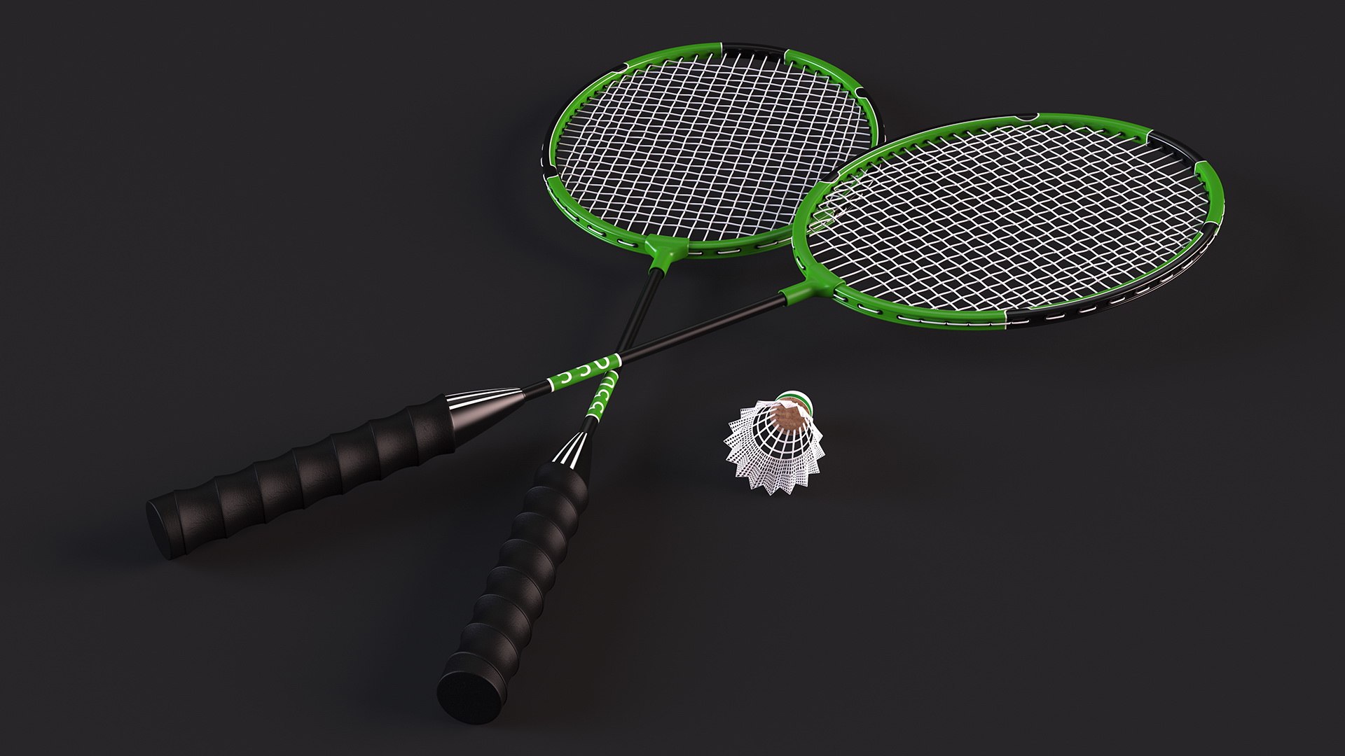 3D Classic Badminton Rackets with Plastic Shuttlecock Green ...
