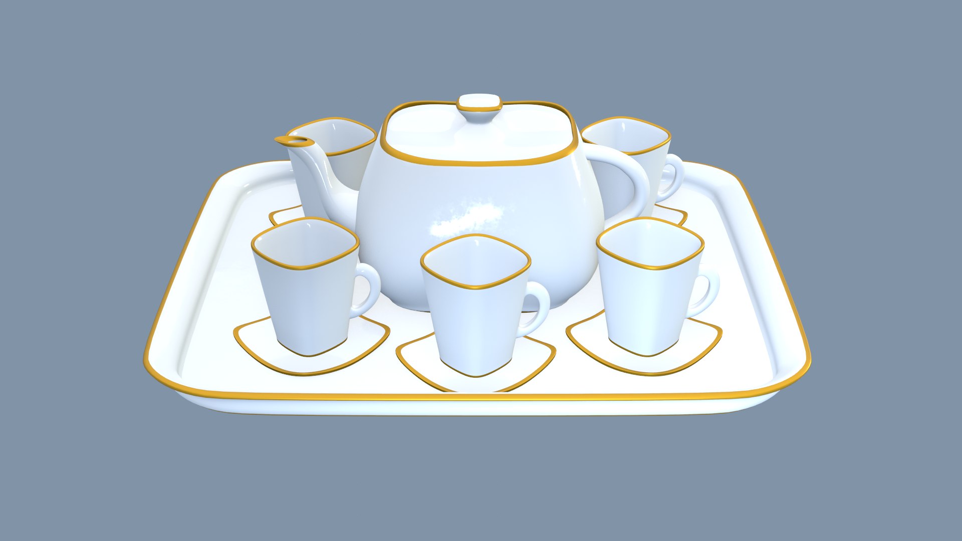 White Porcelain tea set 2 3D model - TurboSquid 2049854