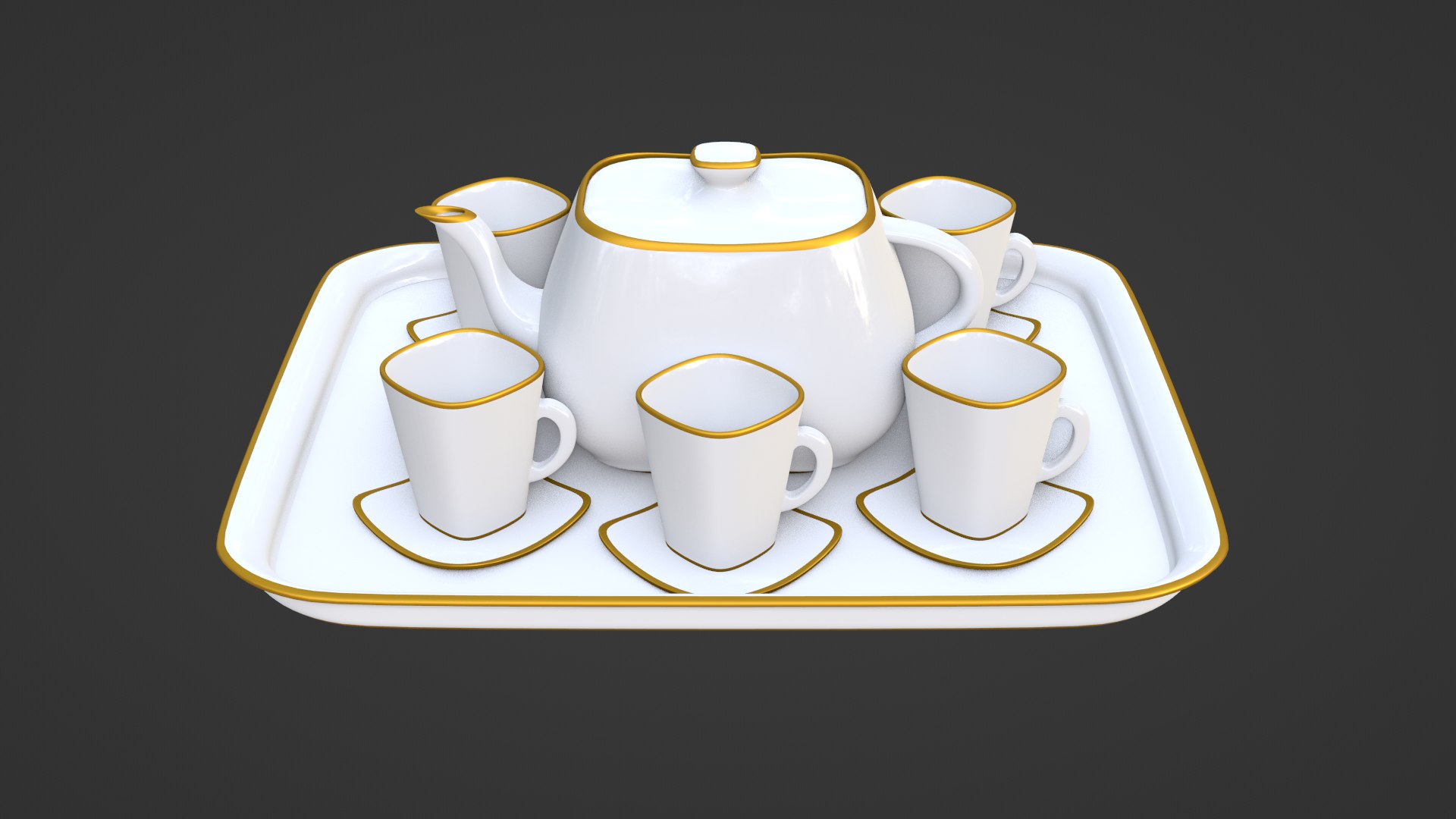 White Porcelain Tea Set 2 3D Model - TurboSquid 2049854