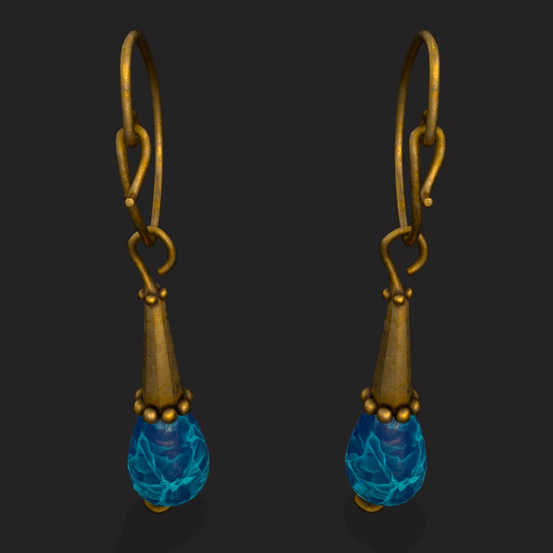 3D Blue Calcite Hanging Earrings - TurboSquid 1885147