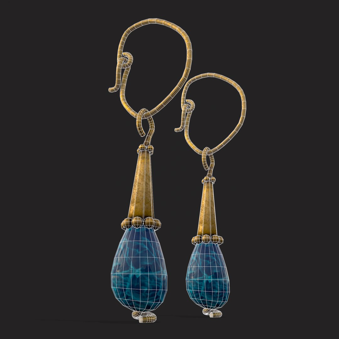 3D Blue Calcite Hanging Earrings - TurboSquid 1885147