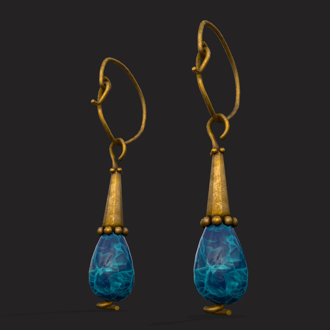 3D Blue Calcite Hanging Earrings - TurboSquid 1885147