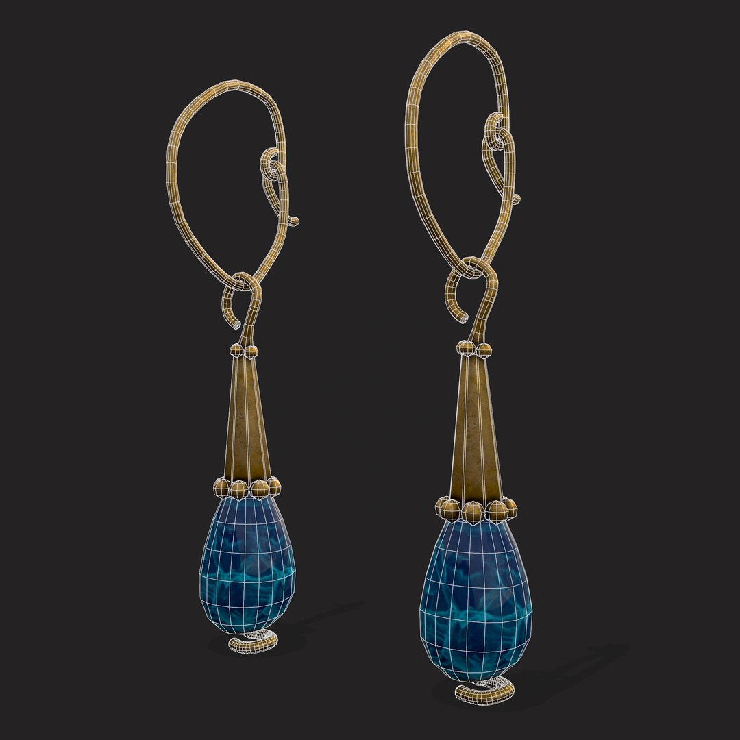 3D Blue Calcite Hanging Earrings - TurboSquid 1885147