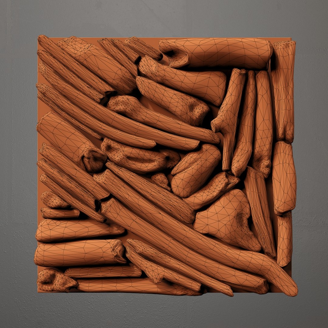 3D Model Rectangle Panel Branch Splinter Big N3 - TurboSquid 1721055