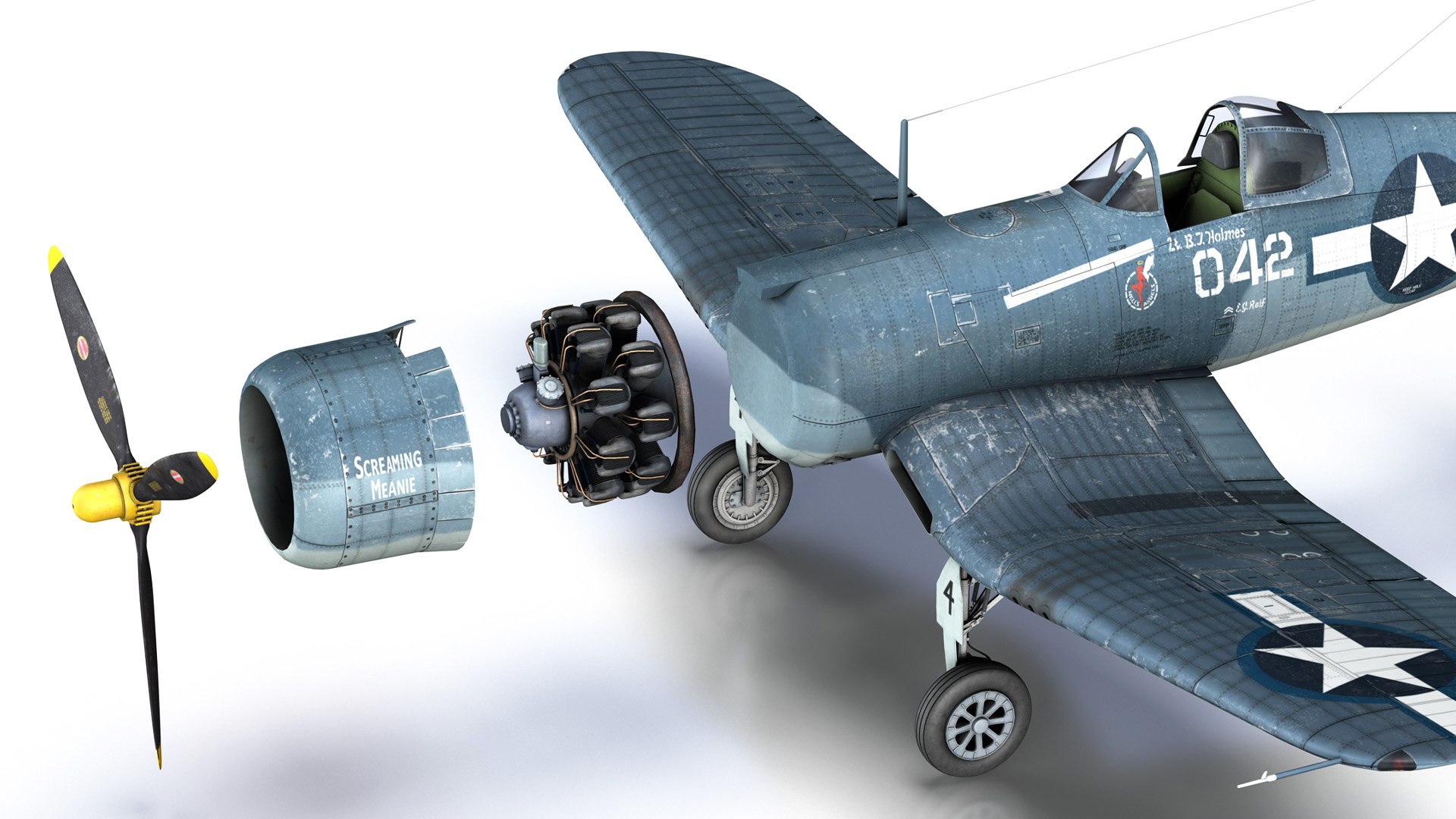 Vought F4U-1A - 042 3D Model - TurboSquid 2082132