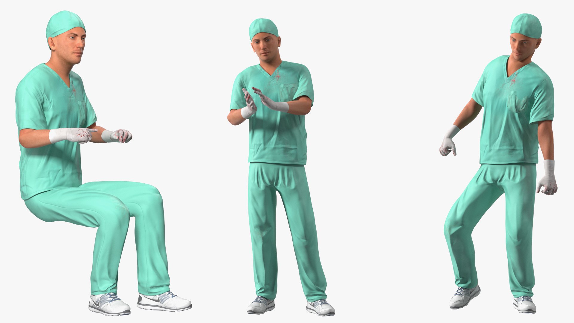 3D Male Surgeon Doctor Stained Blood Clothes Rigged for Cinema 4D model ...