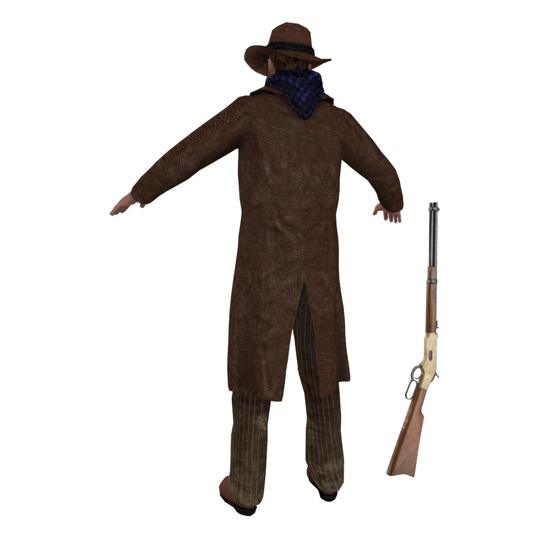 3d Model Cowboy Belt Revolver