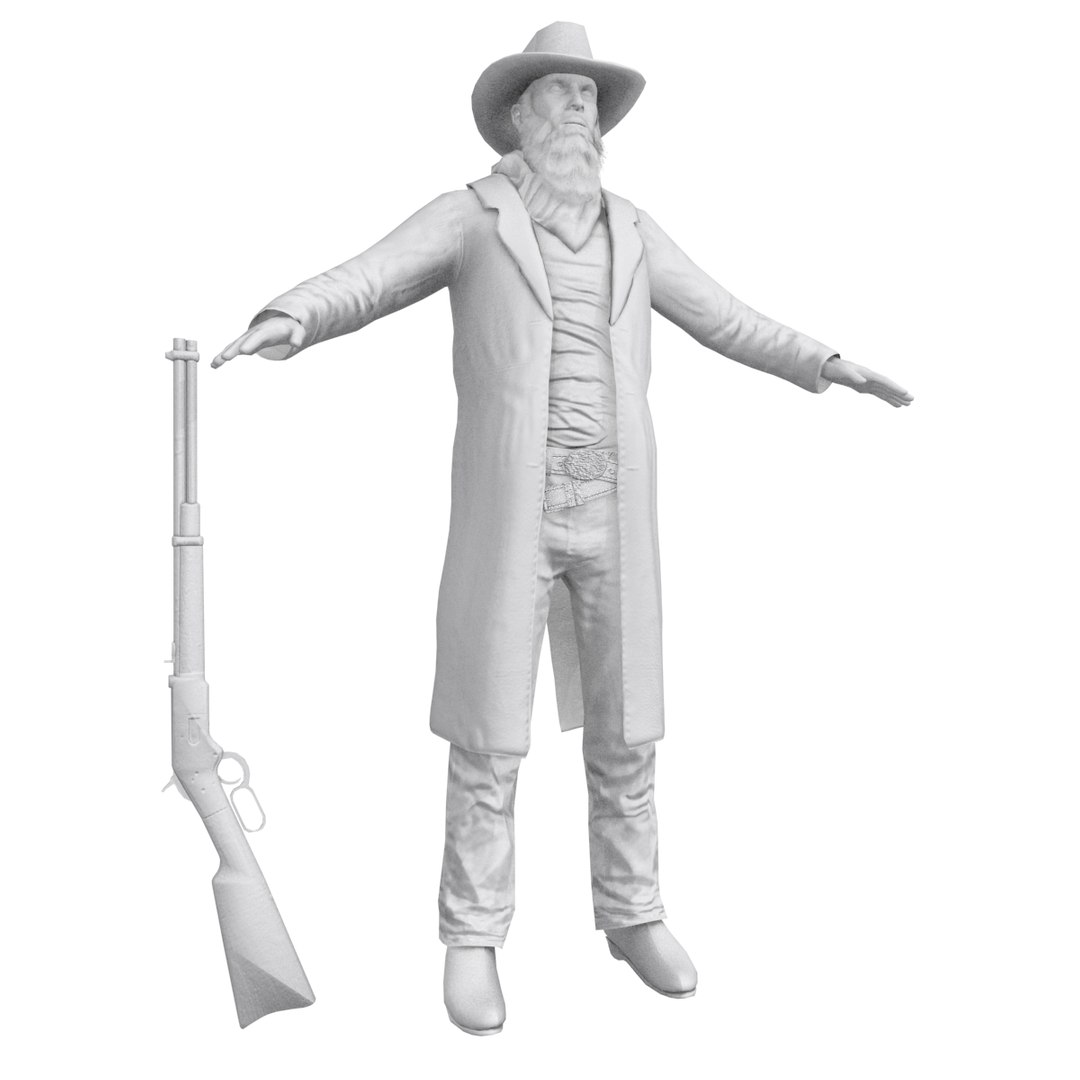 3d Model Cowboy Belt Revolver