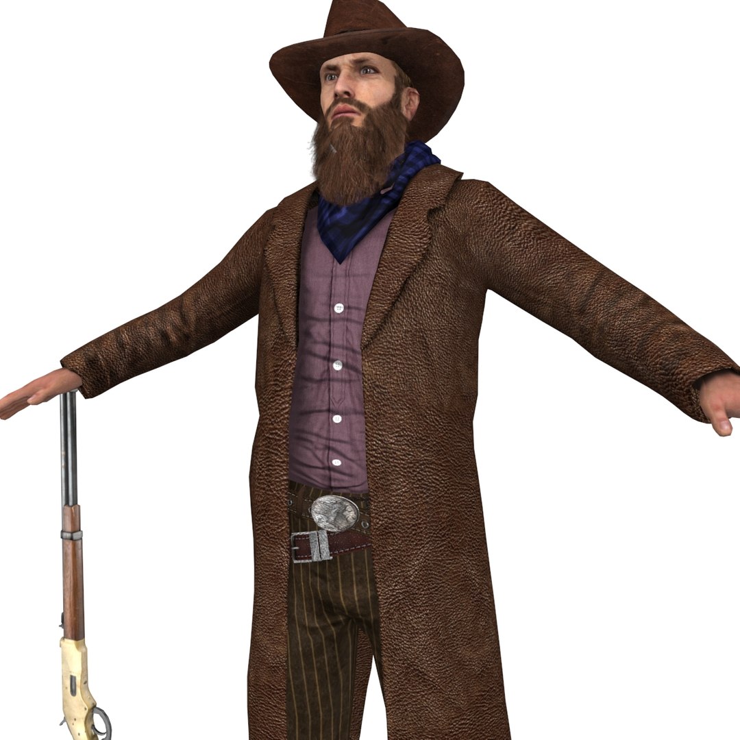 3d Model Cowboy Belt Revolver