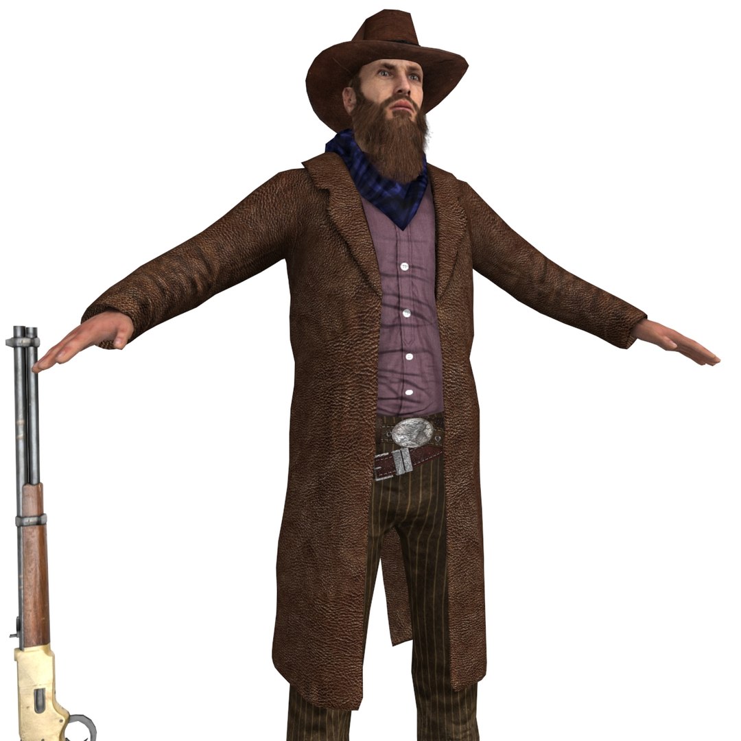 3d Model Cowboy Belt Revolver