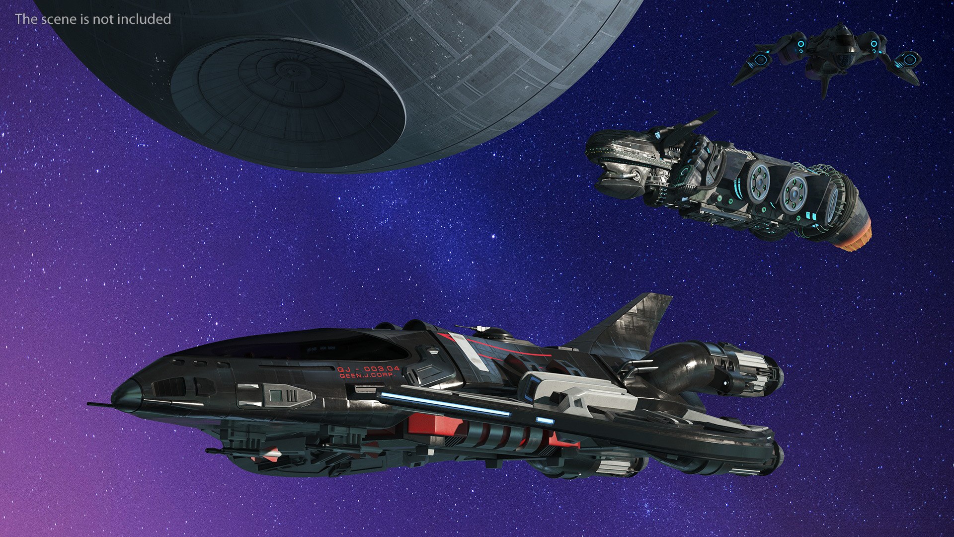 Sci-Fi Space Fighter Craft Black Model - TurboSquid 2222439