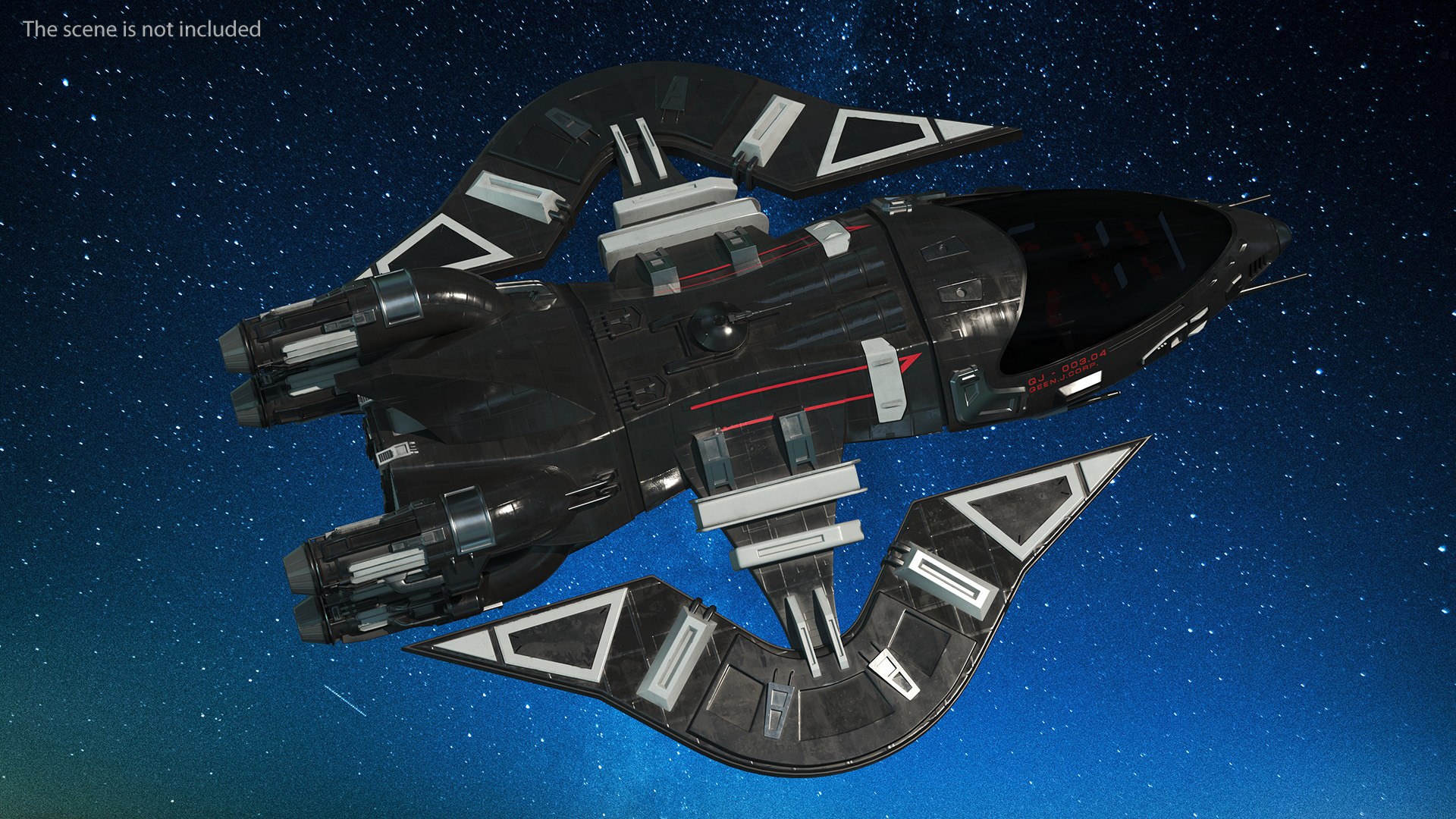 Sci-Fi Space Fighter Craft Black Model - TurboSquid 2222439