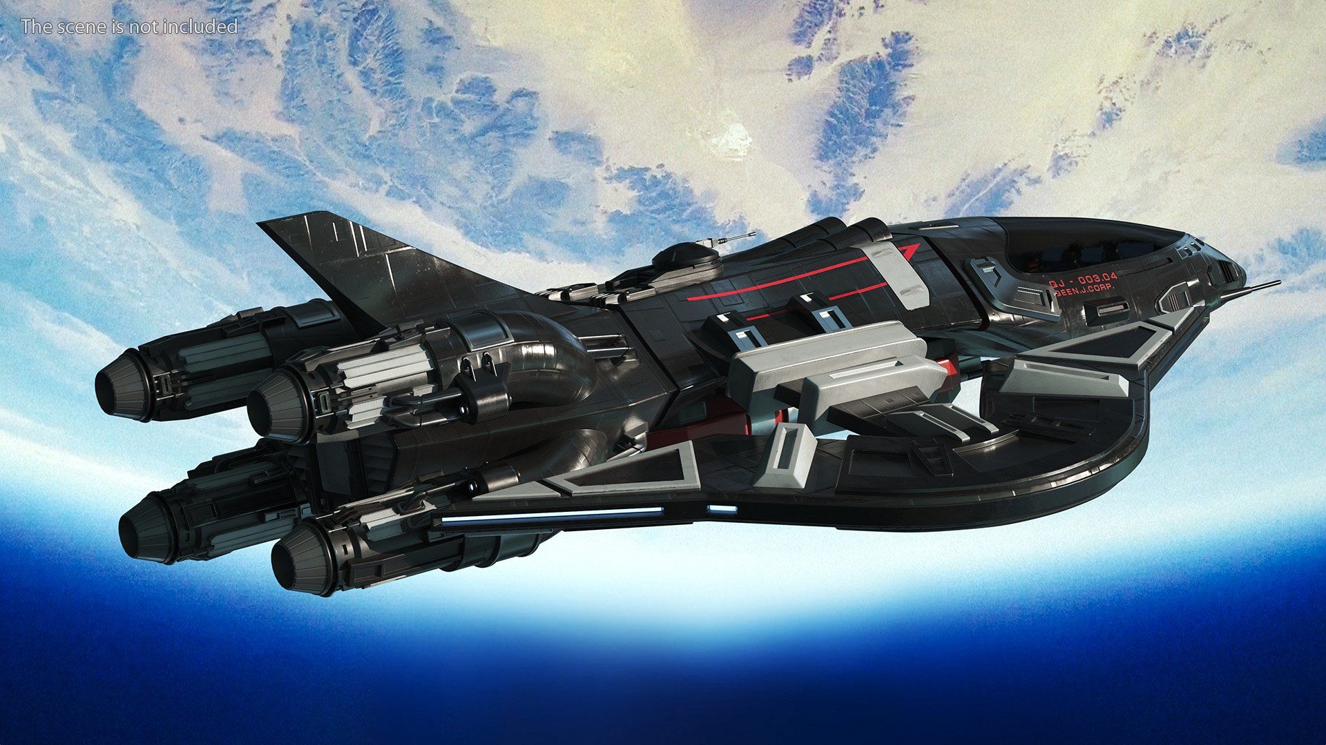 Sci-Fi Space Fighter Craft Black Model - TurboSquid 2222439