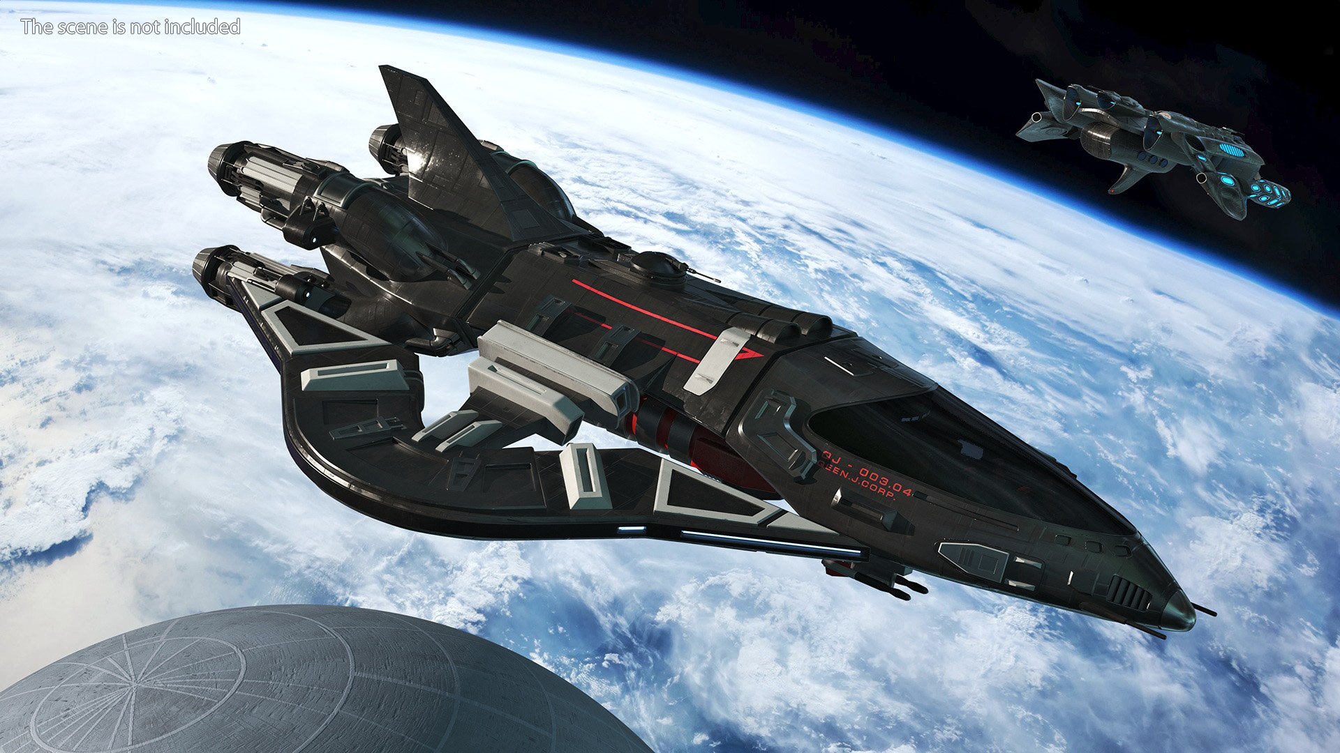 Sci-Fi Space Fighter Craft Black Model - TurboSquid 2222439