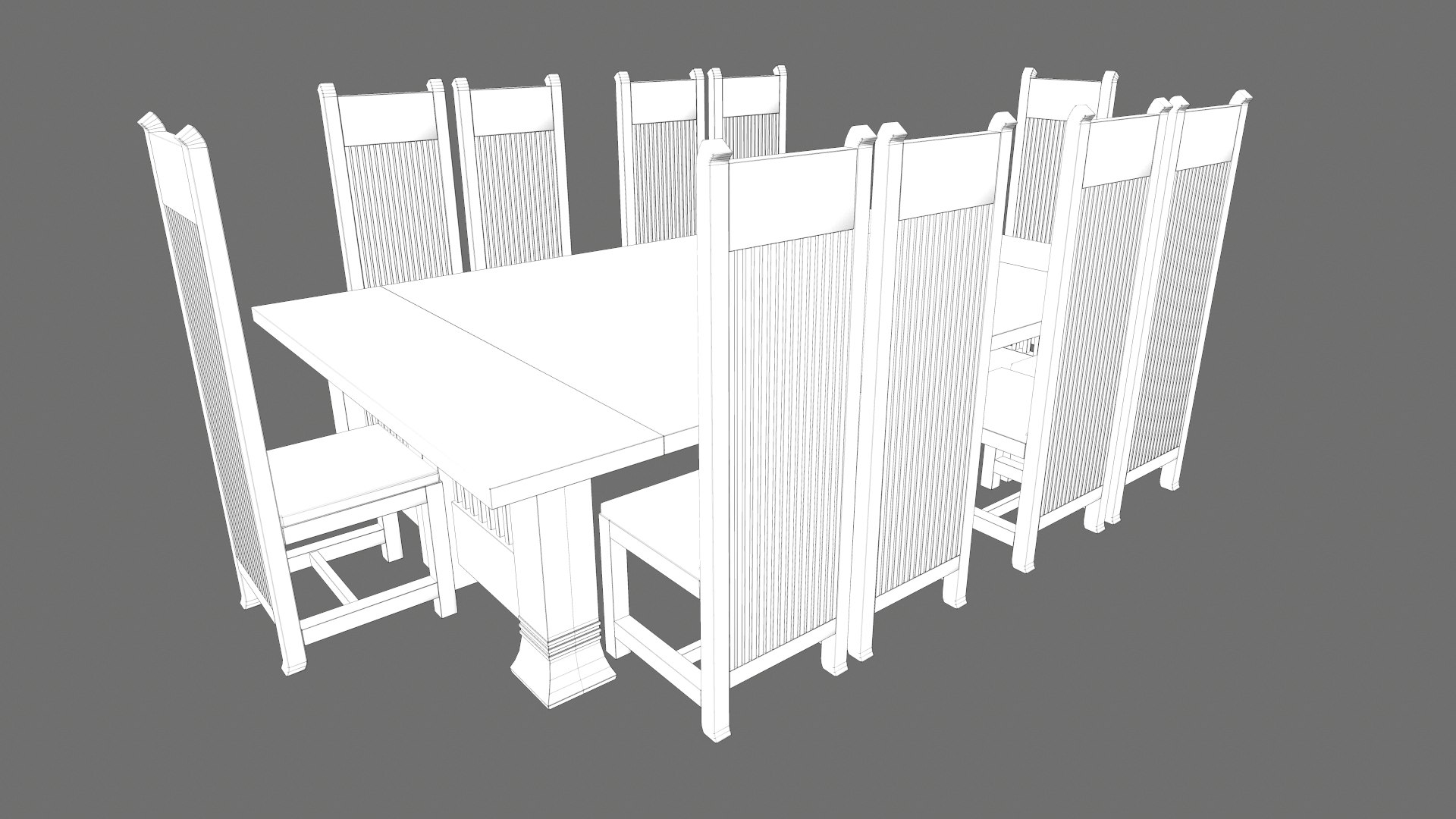 Frank Lloyd Wright Style Dining Table And Chairs 3D - TurboSquid 1807098