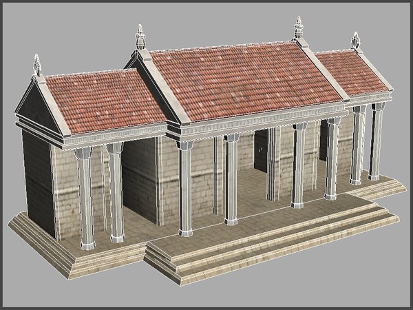 3d model classic greek buildings house