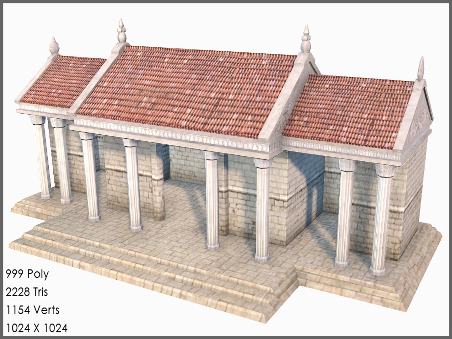 3d model classic greek buildings house
