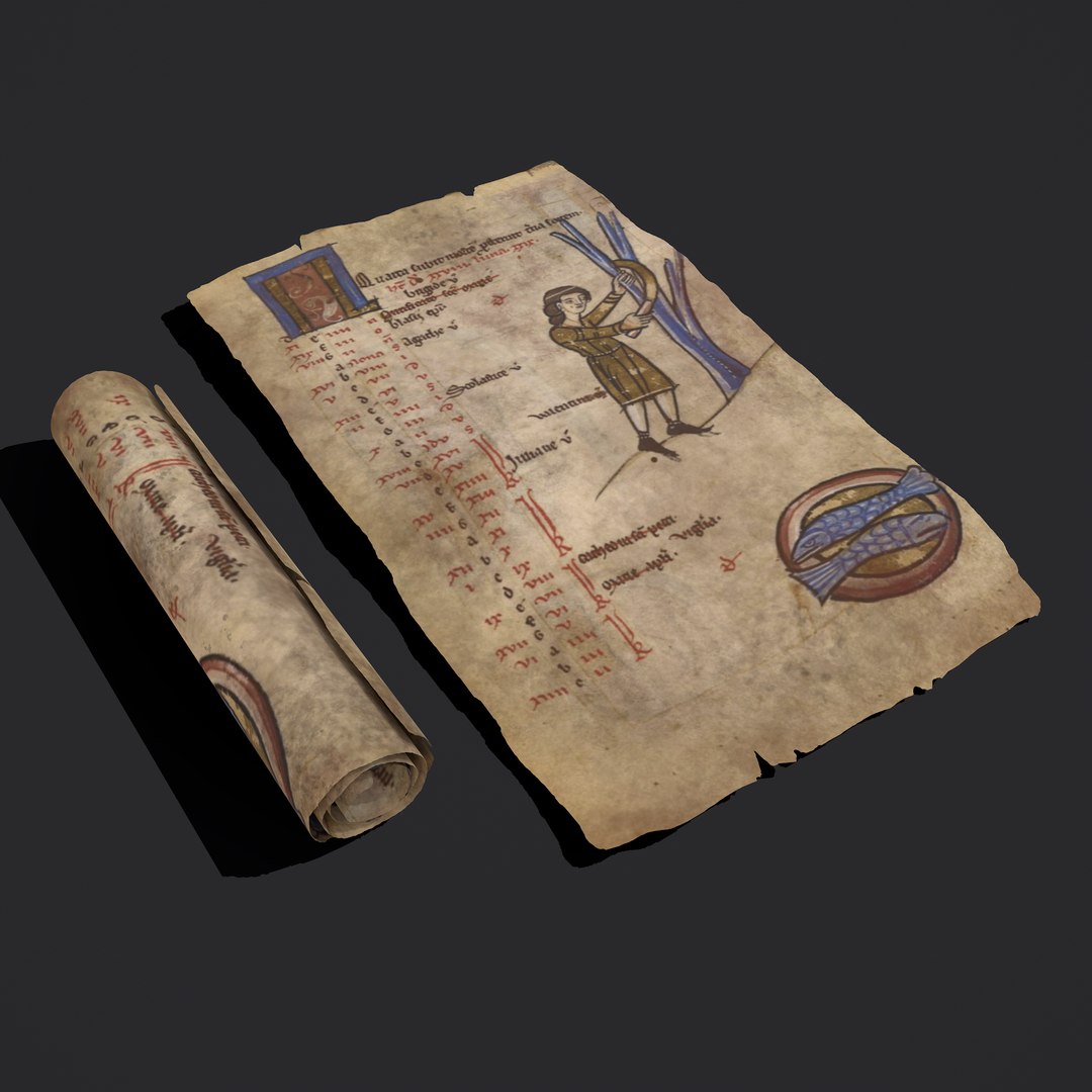 February Manuscript Scroll And Page Model - TurboSquid 1751704