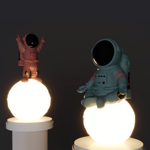 Astronaut Standing Sitting on Moon Standing Decorative Table Lamp 3D ...