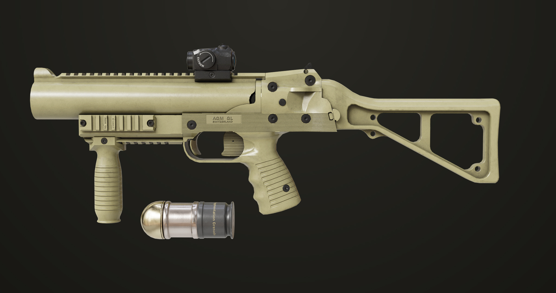Grenade Launcher 06 Brown All PBR Unity UE Textures 3D Model ...