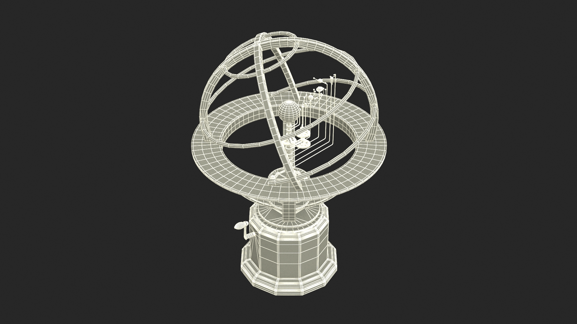 3D Model Brass Solar System Orrery With Wooden Base Rigged For Maya ...