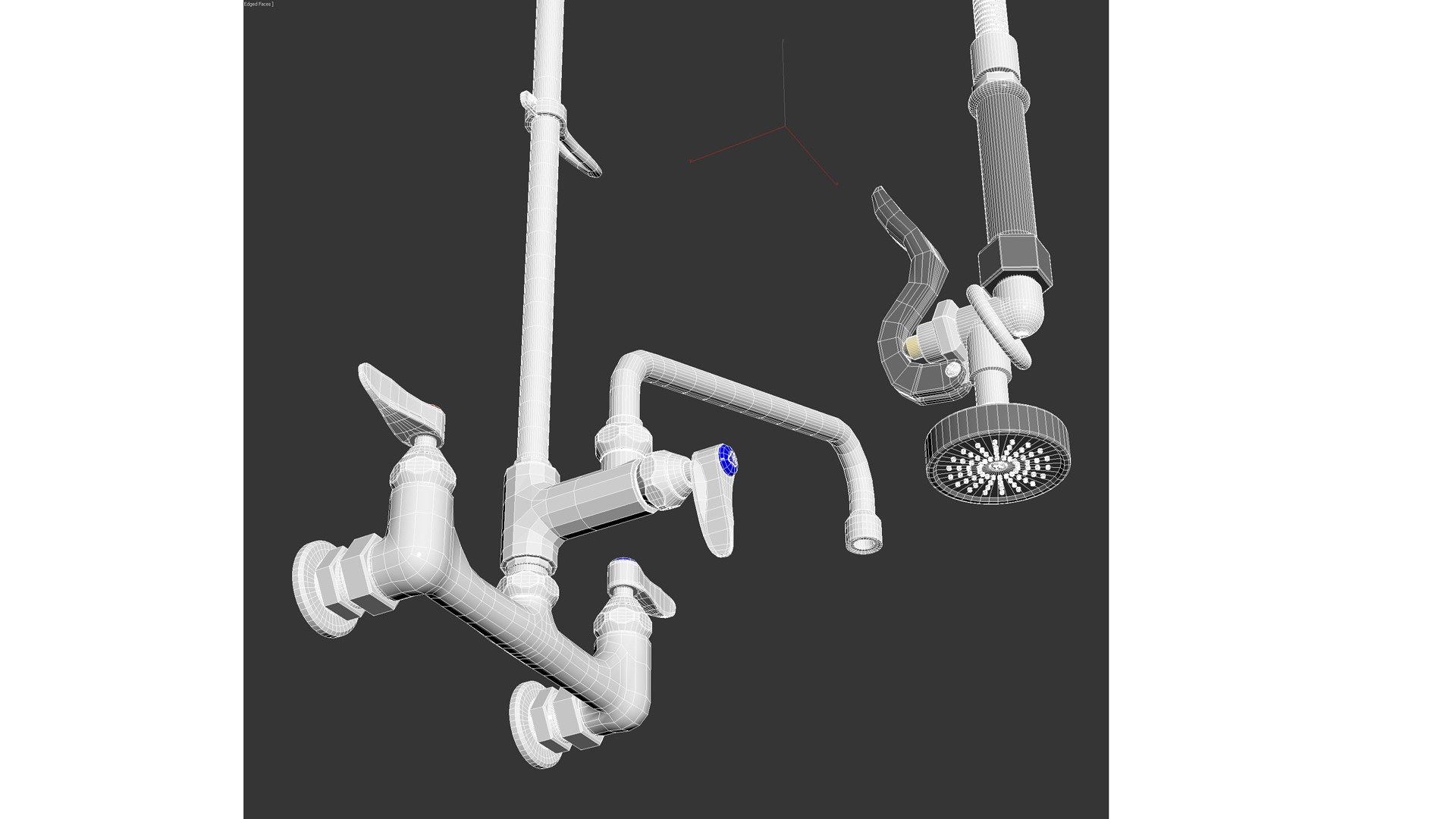 3D Wall Mount Mixing Faucet Pre-Rinse Overhead Swivel Arm Tsbrass ...
