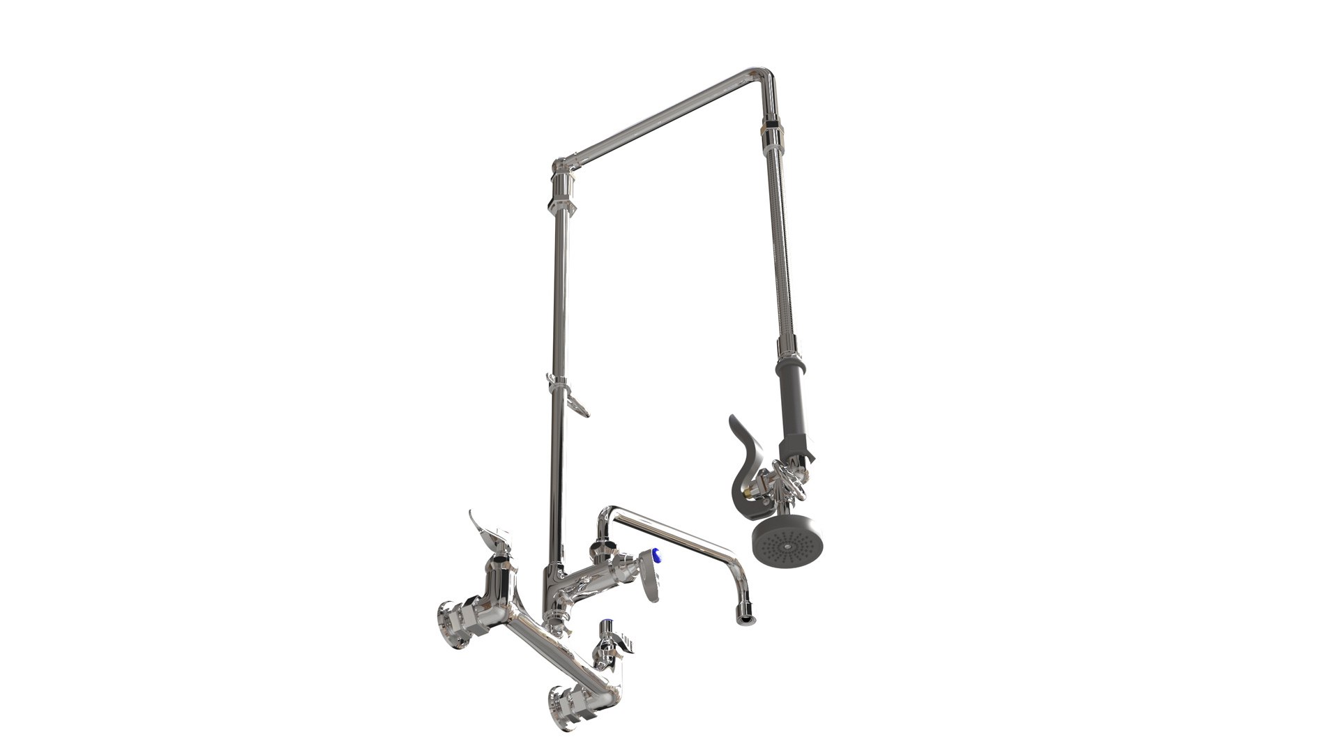 3D Wall Mount Mixing Faucet Pre-Rinse Overhead Swivel Arm Tsbrass ...