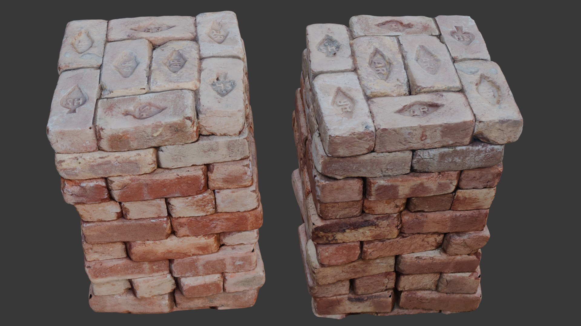 3D Model Antique Stamped Brick Stack - TurboSquid 2396167
