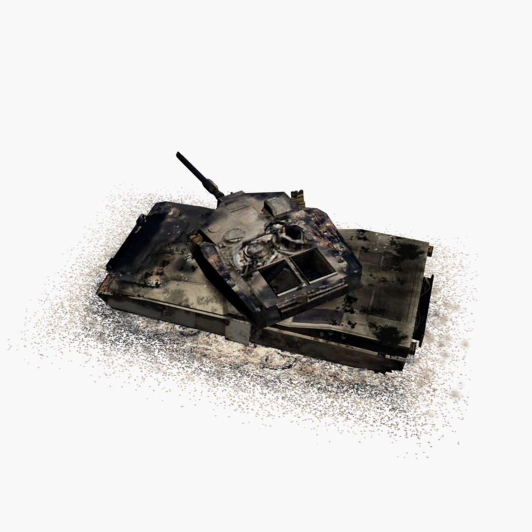 3d model burned m1 abrams tank
