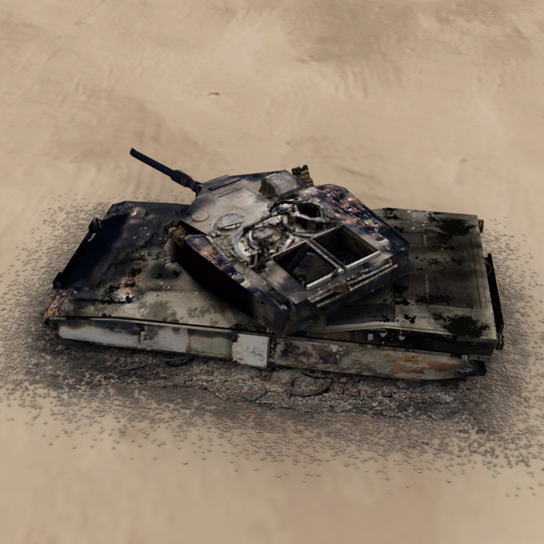 3d model burned m1 abrams tank