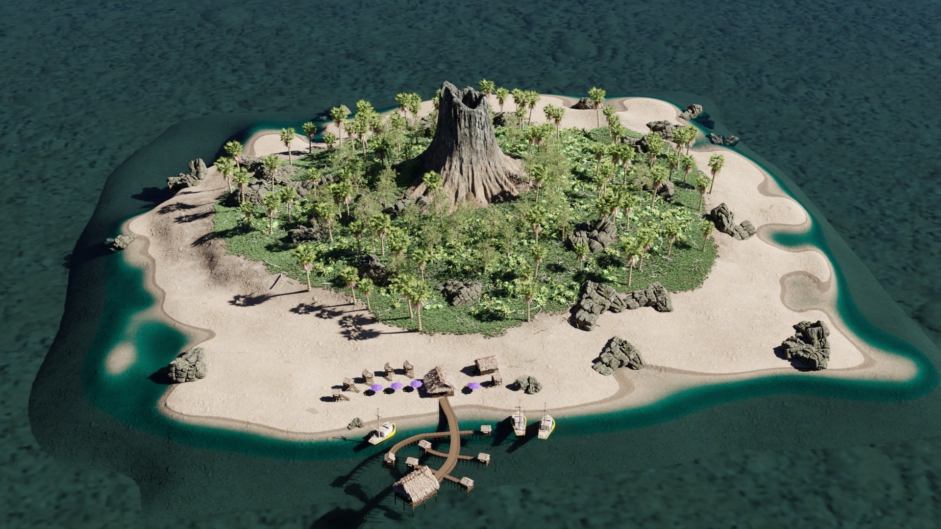 3D Island Scene Model - TurboSquid 1746910