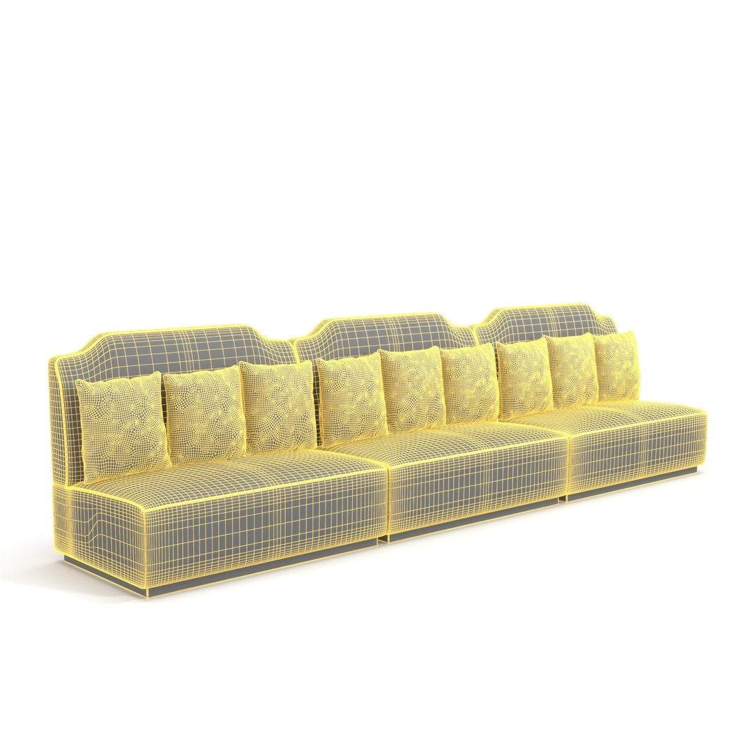 3D Model Leather And Wpholstered Banquette Sofa With Cushion PBR ...