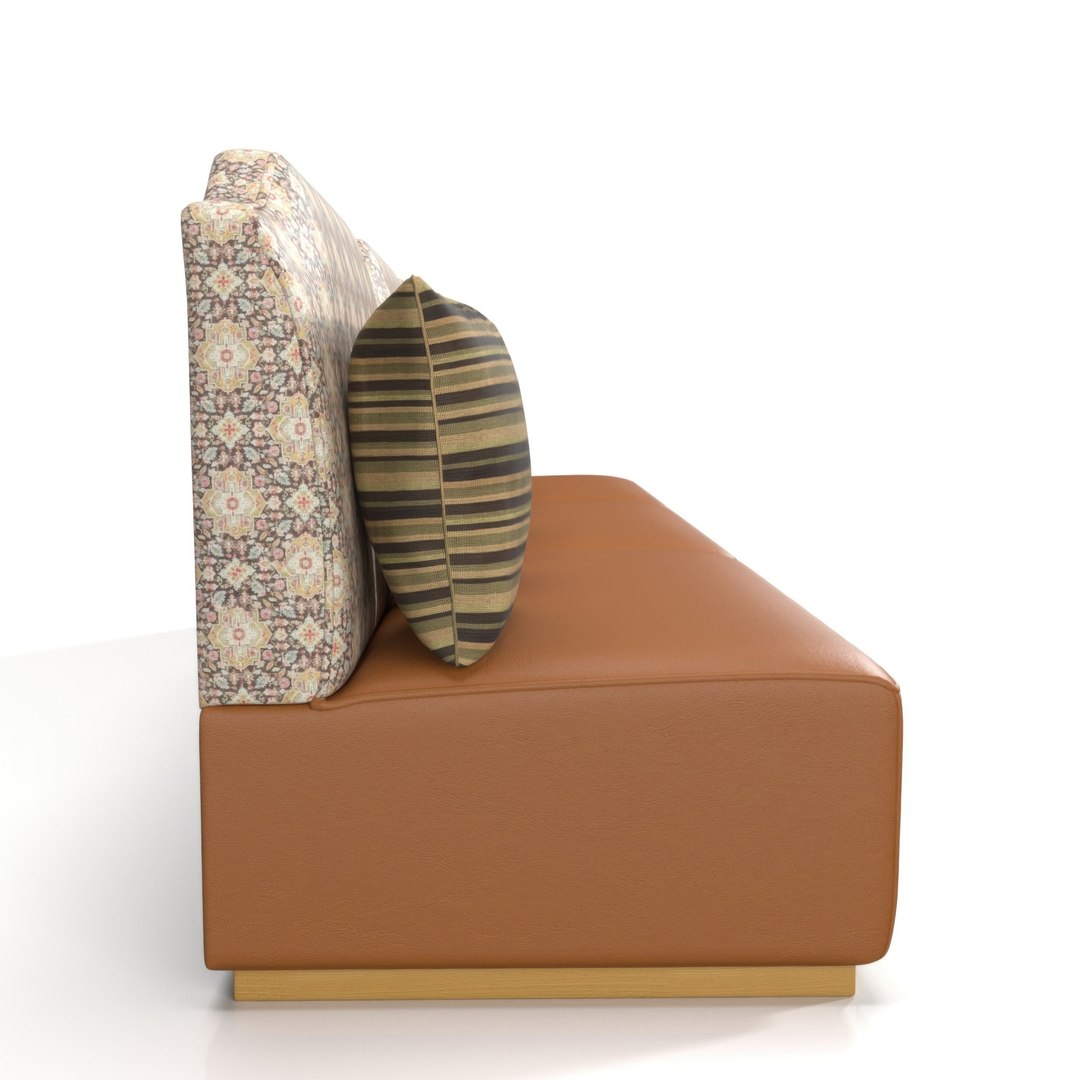3D Model Leather And Wpholstered Banquette Sofa With Cushion PBR ...