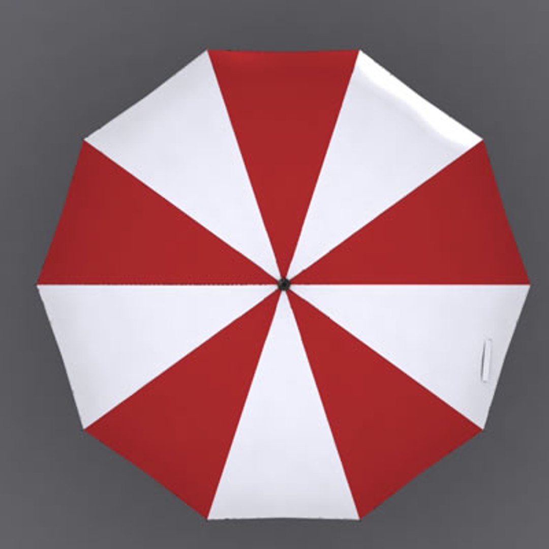 Red White Umbrella Animation 3d Model