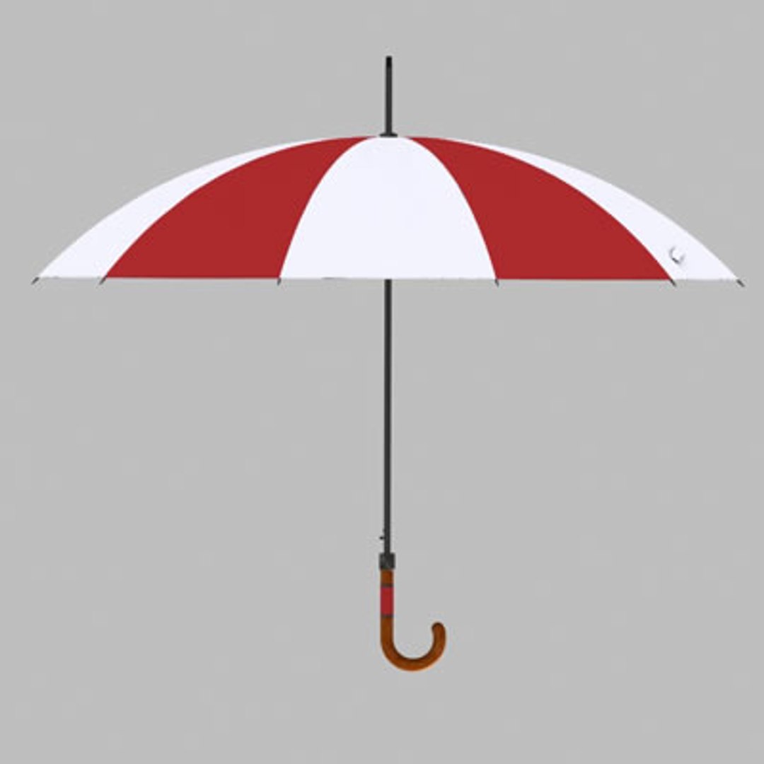 Red White Umbrella Animation 3d Model