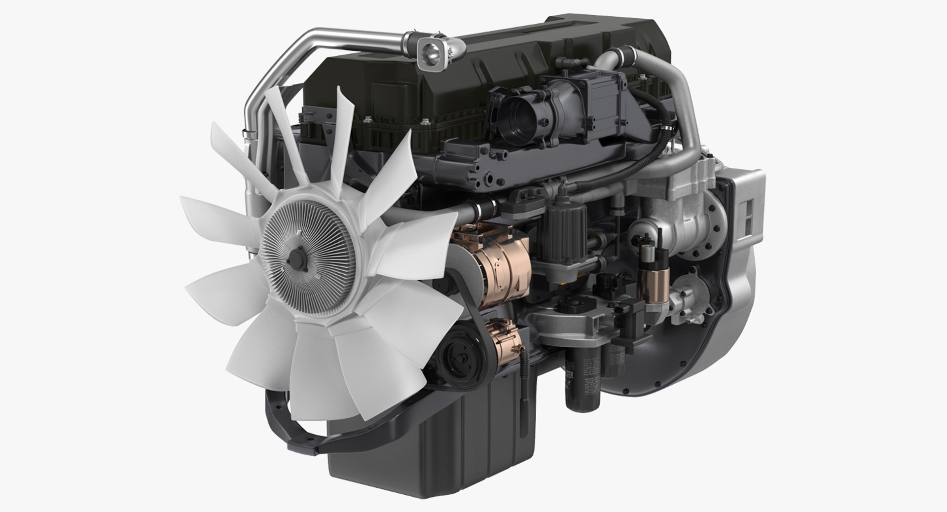 Semi truck turbo diesel engine 3D model - TurboSquid 1292137