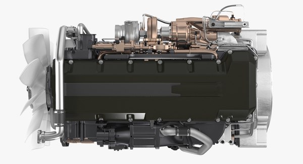 Semi truck turbo diesel engine 3D model - TurboSquid 1292137