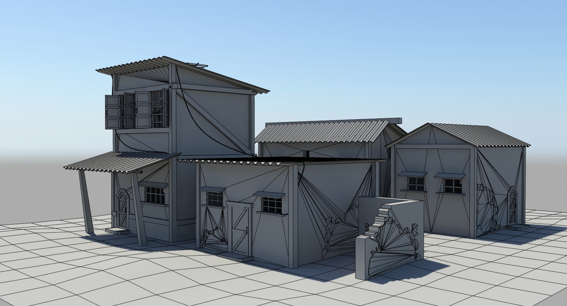 Old Houses 3d Model