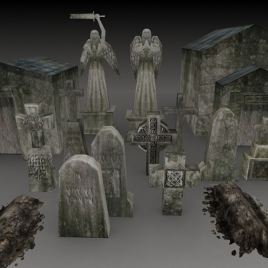 Cemetery Crypts Tombstones Graves 3d Model