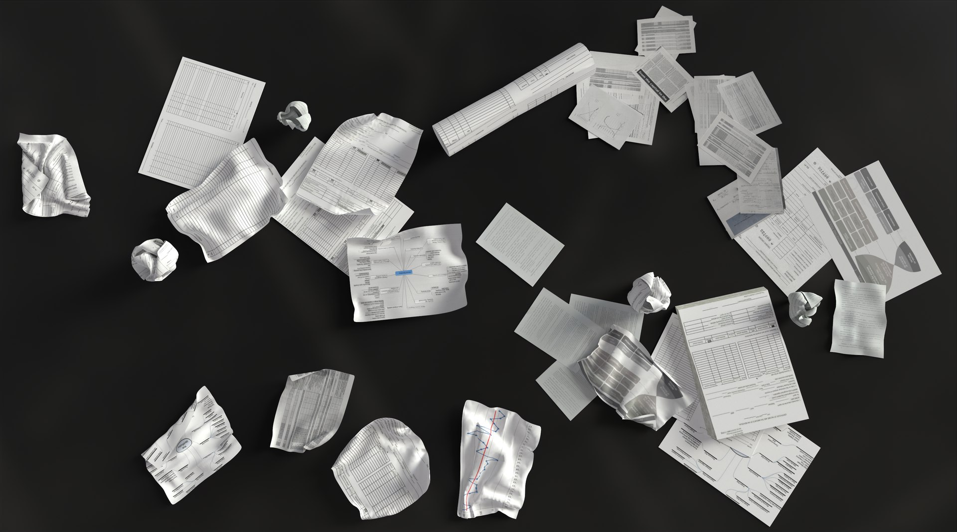 Scattered Paper 3D - TurboSquid 2201114