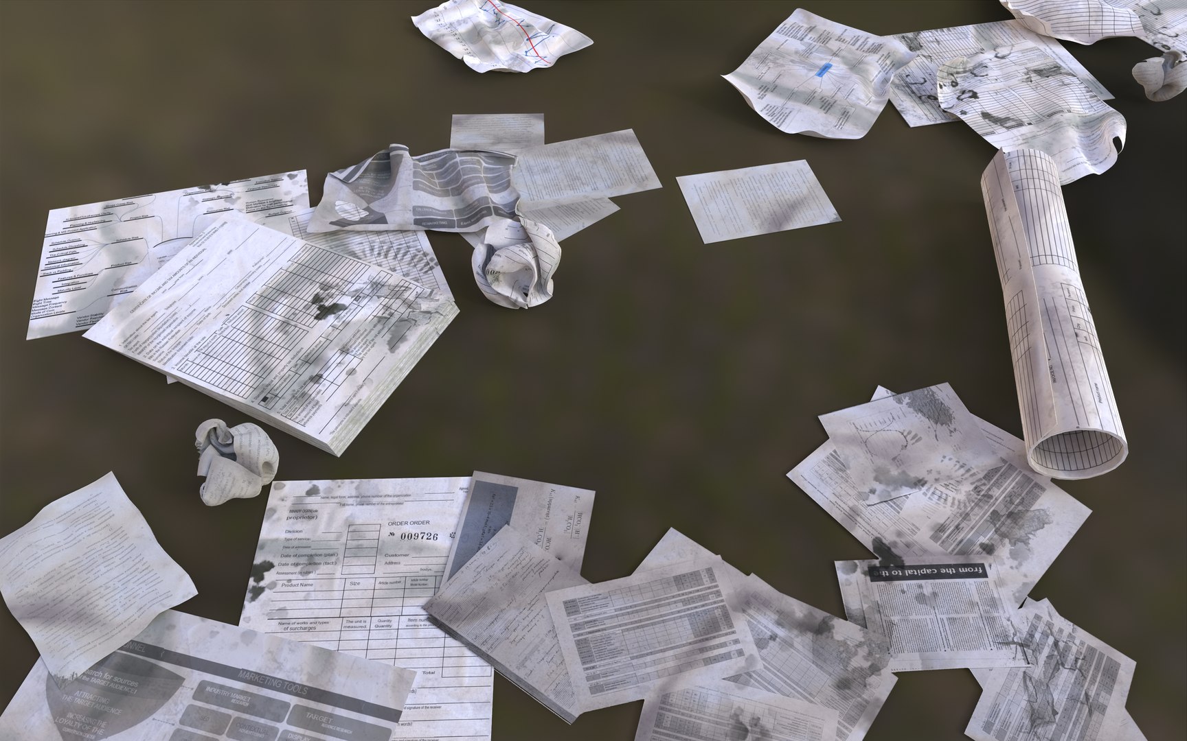 Scattered Paper 3D - TurboSquid 2201114