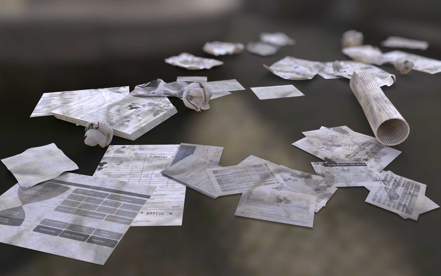 Scattered Paper 3D - TurboSquid 2201114