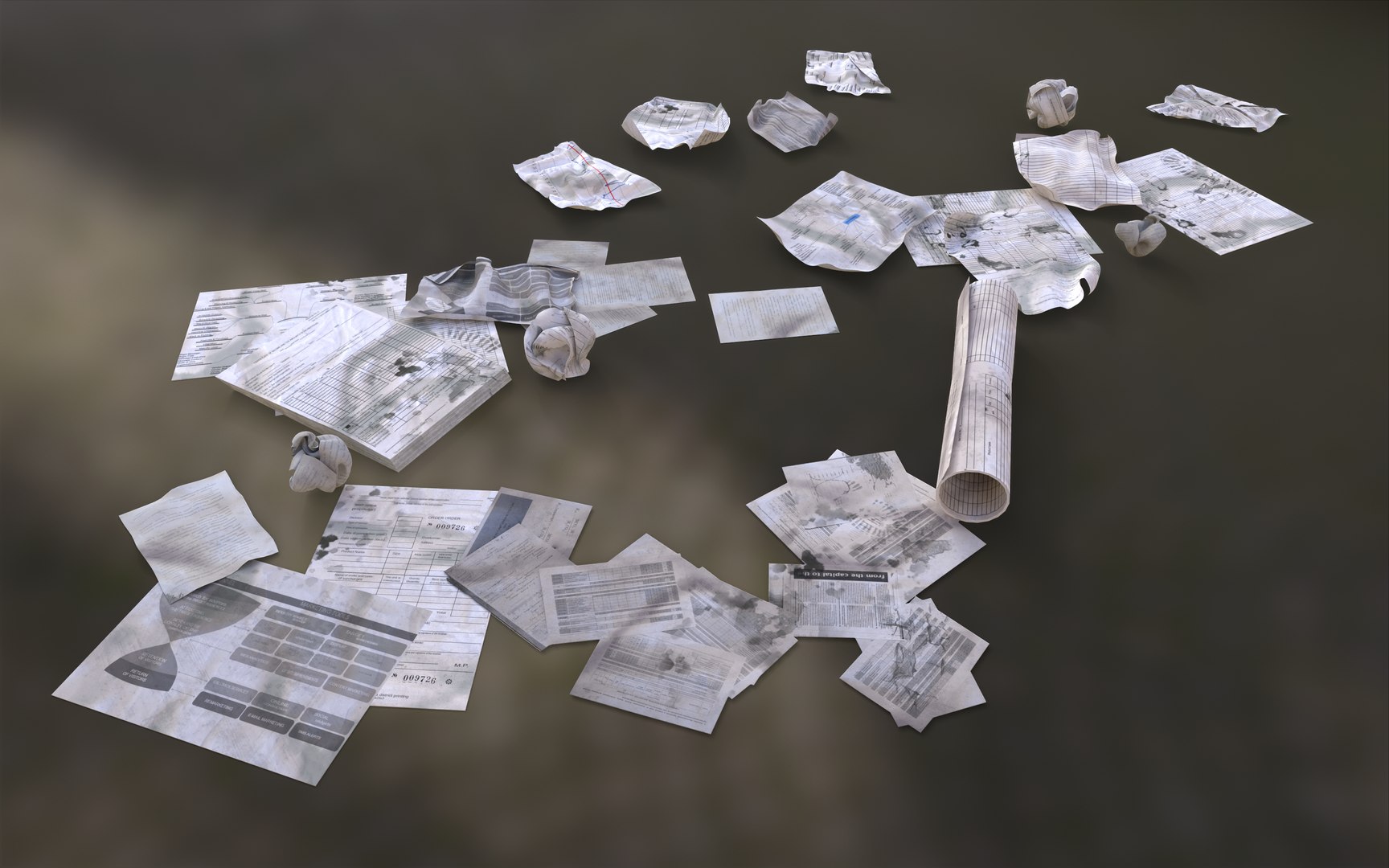 Scattered Paper 3D - TurboSquid 2201114