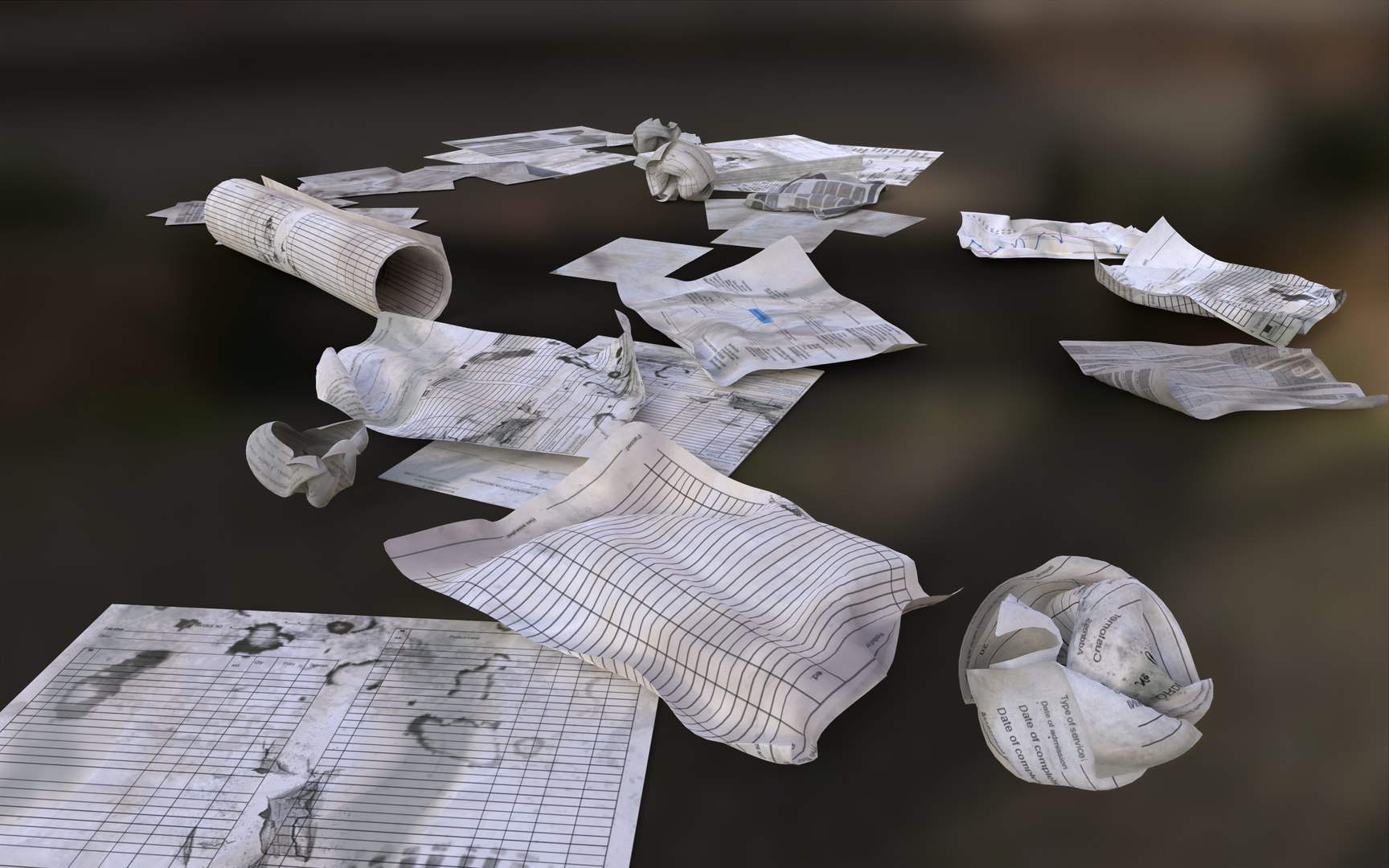 Scattered Paper 3D - TurboSquid 2201114