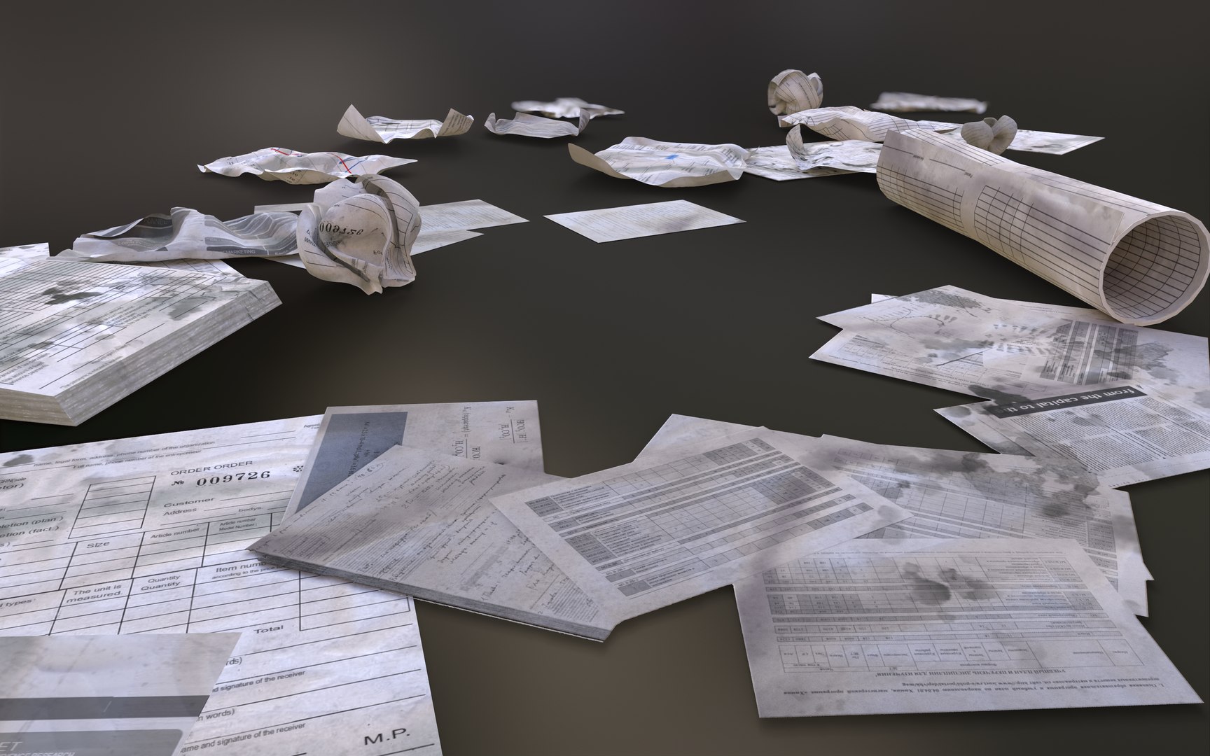 Scattered Paper 3D - TurboSquid 2201114