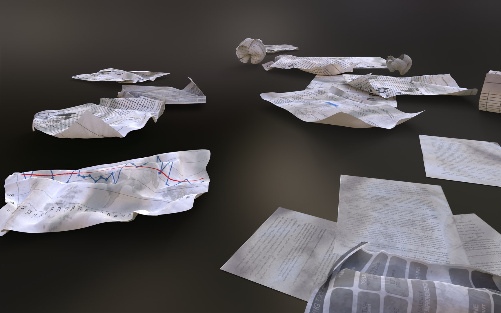 Scattered Paper 3D - TurboSquid 2201114